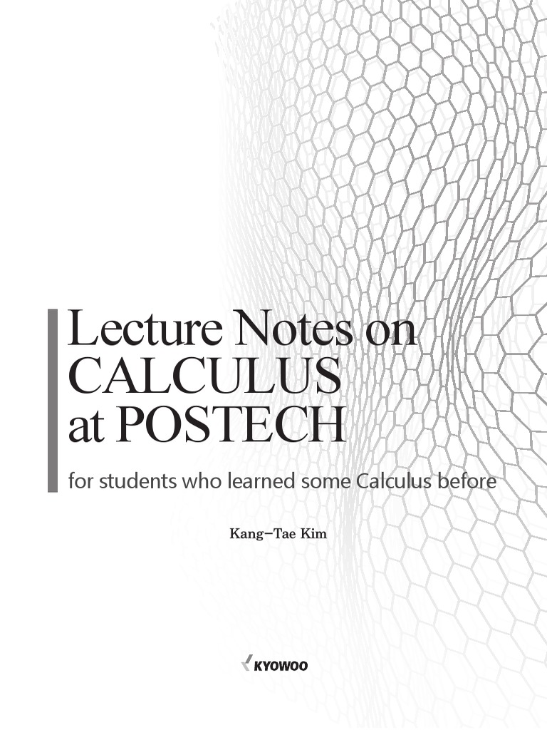 Calculus at Postech (김강태) -Contents | PDF