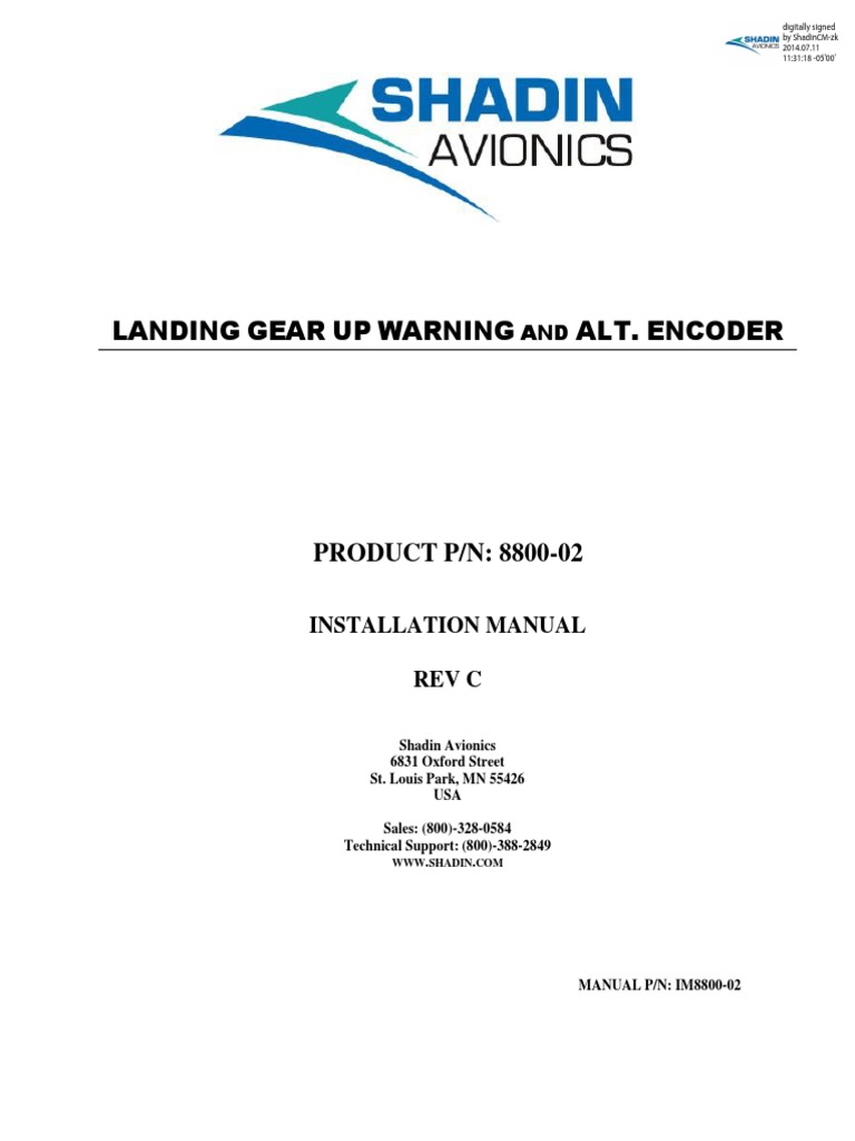 Shadin 8800 Altitude Encoder | PDF