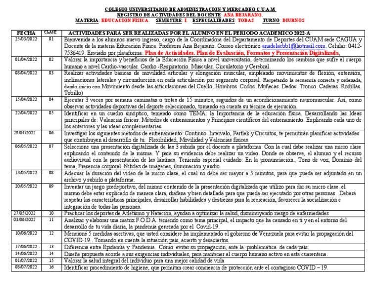 Plan de Actividades | PDF