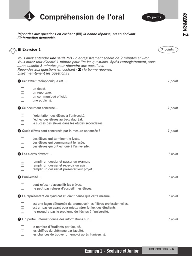 Compréhension de L'oral: Exercice 1 | PDF