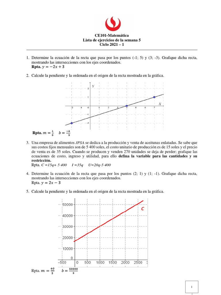 CE101 2021-1 Lista de Ejercicios Semana 5 | PDF