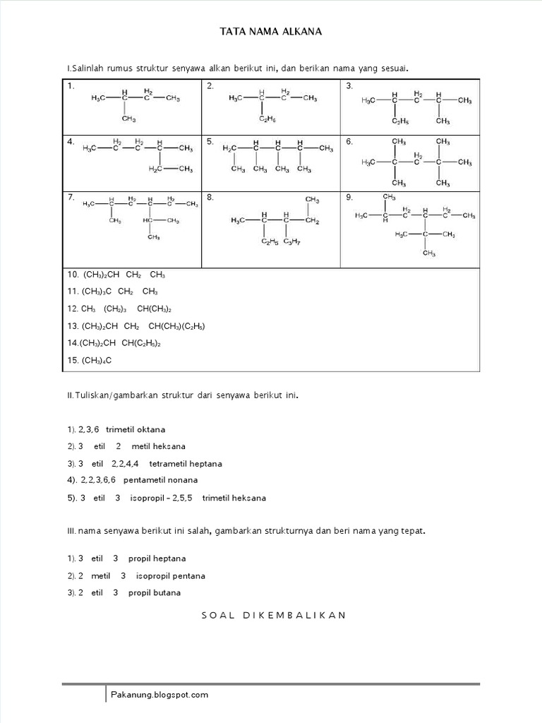 Dokumen.tips Soal Tata Nama Alkana Alkena Dan Alkuna | PDF