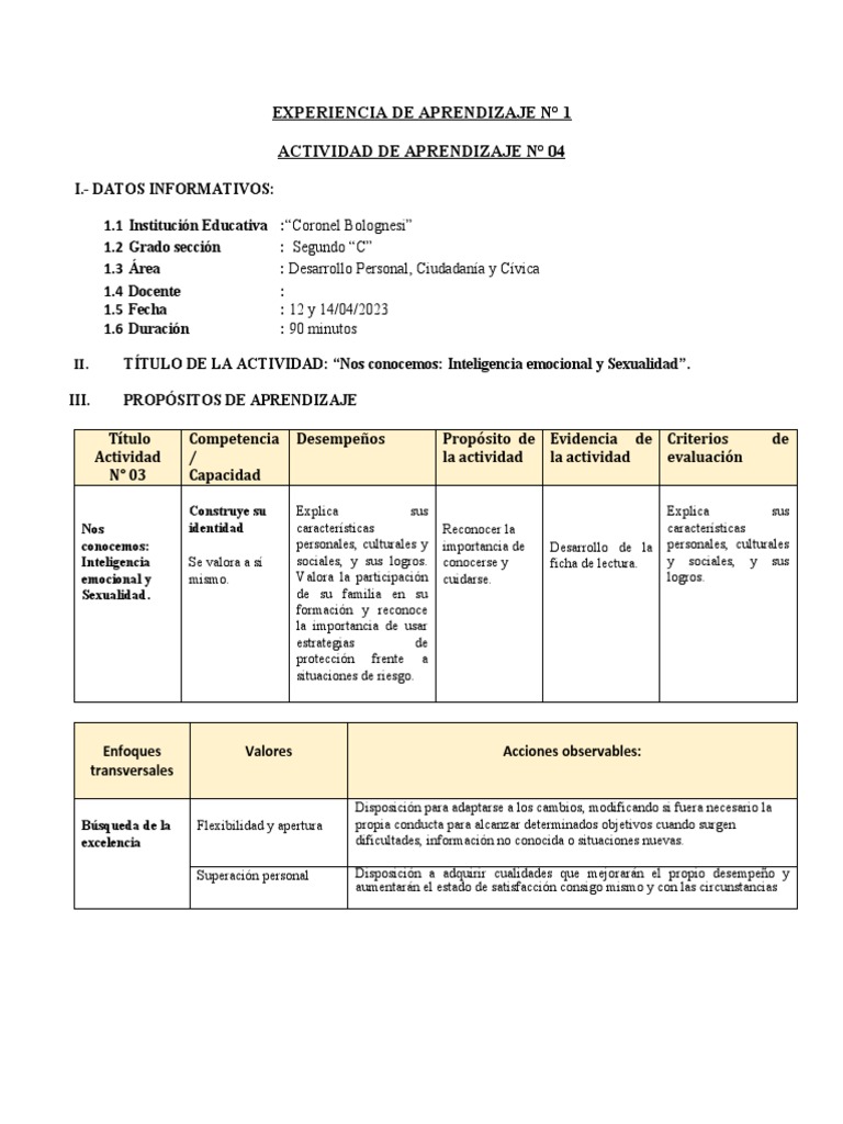 ACTIVIDAD 4 - DPCC Intelig Emoci, Sexualidad | PDF