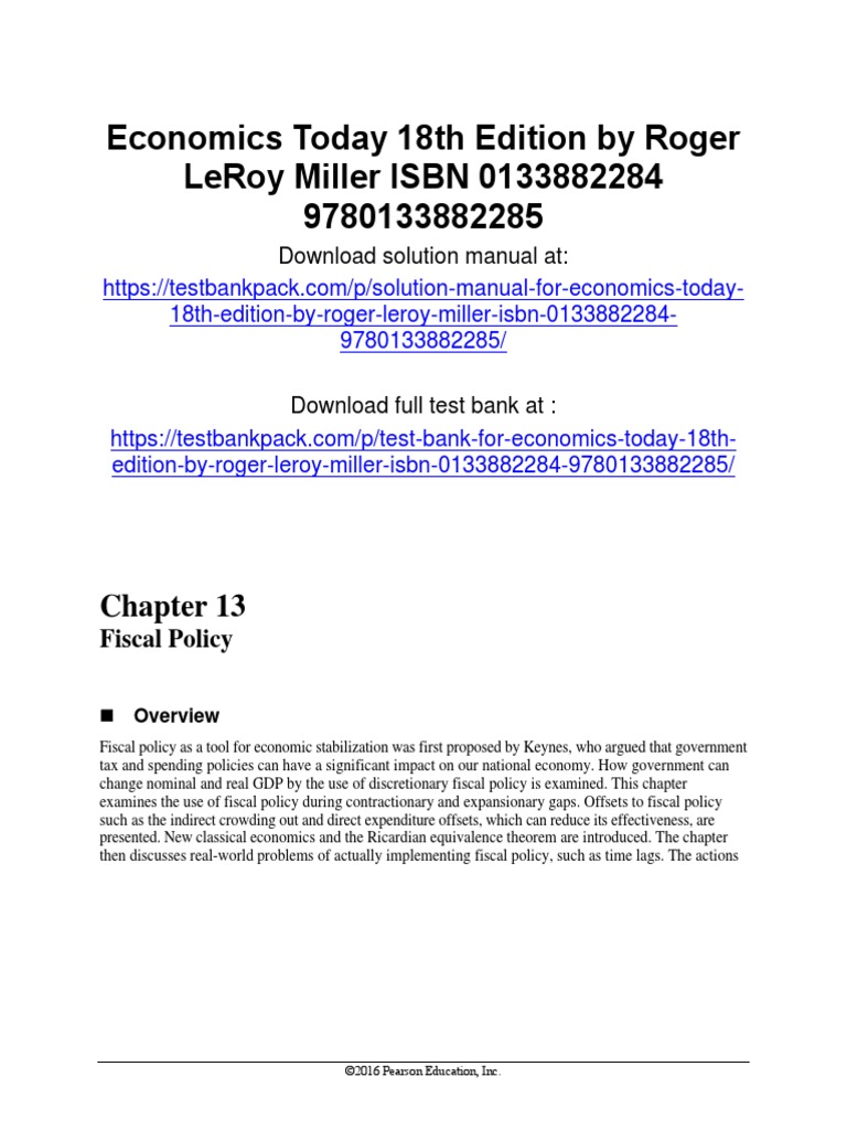 Economics Today 18th Edition Roger LeRoy Miller Solutions Manual Download | PDF | Fiscal Policy ...