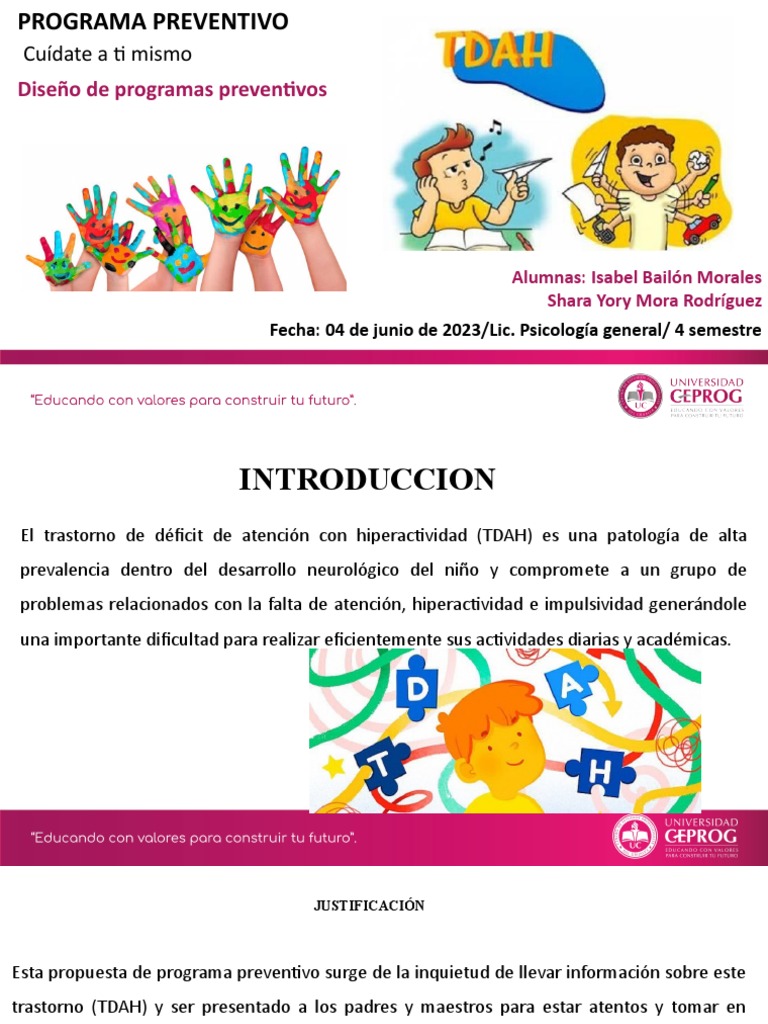 Programa Preventivo | PDF | Desorden hiperactivo y deficit de atencion | Sicología
