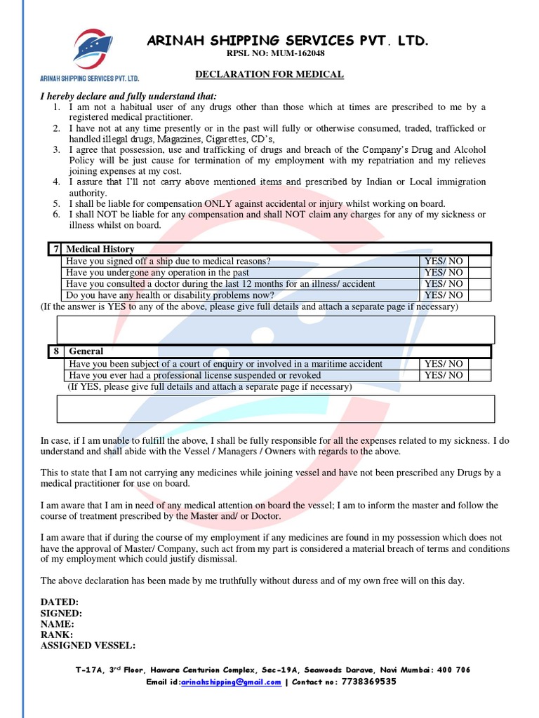 14 Declaration For Medical | PDF