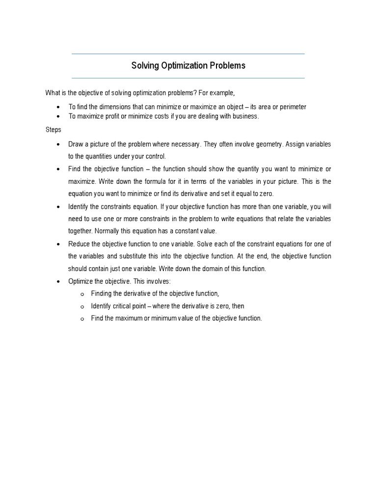 Solving Optimization Problems | PDF