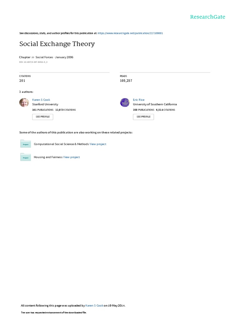 Social Exchange Theory | PDF | Sociology | Psychology