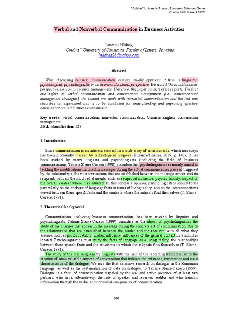 Verbal and Non Verbal Communication | PDF