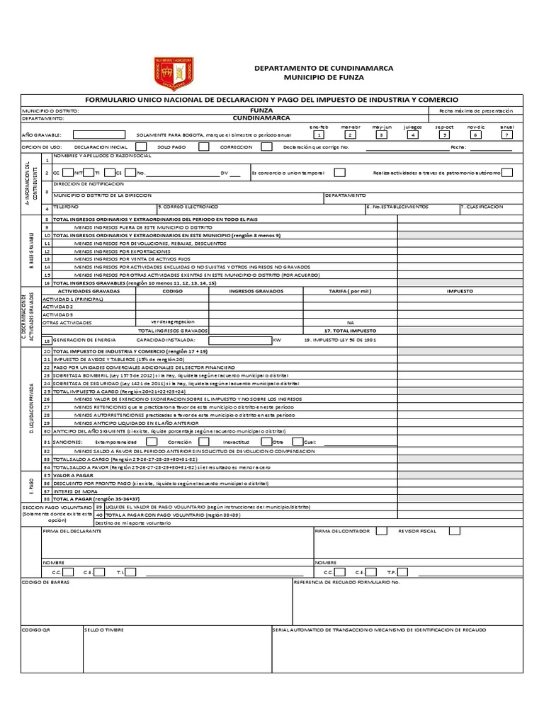 Formulario Ica Funza | PDF