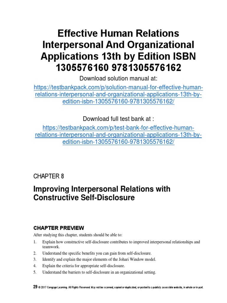 Effective Human Relations Interpersonal and Organizational Applications ...