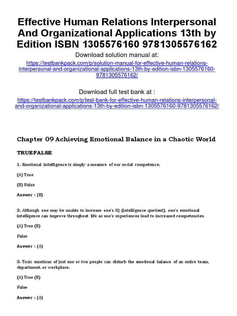 Effective Human Relations Interpersonal and Organizational Applications ...