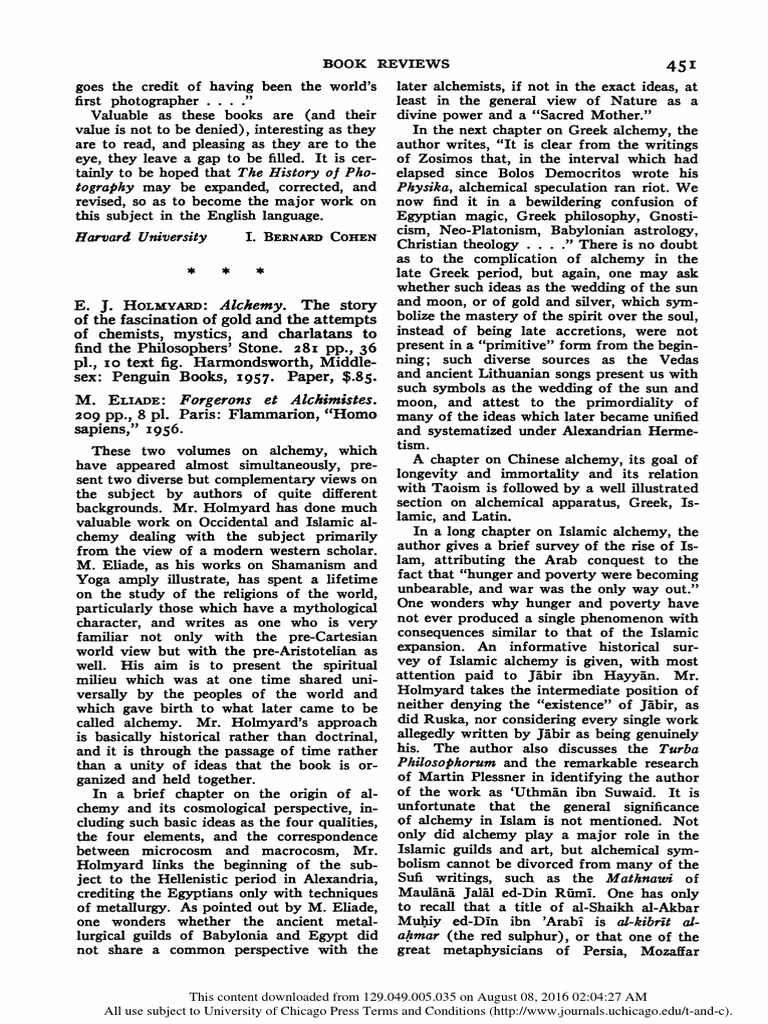 J. Alchemy.: Book Reviews 451I | PDF | Alchemy | Religious Belief And ...