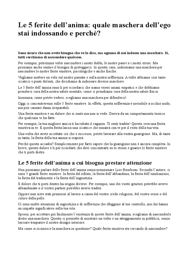 Cinque Ferite Anima | PDF