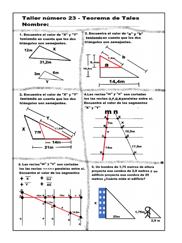 Taller 23- Teorema de Tales | PDF