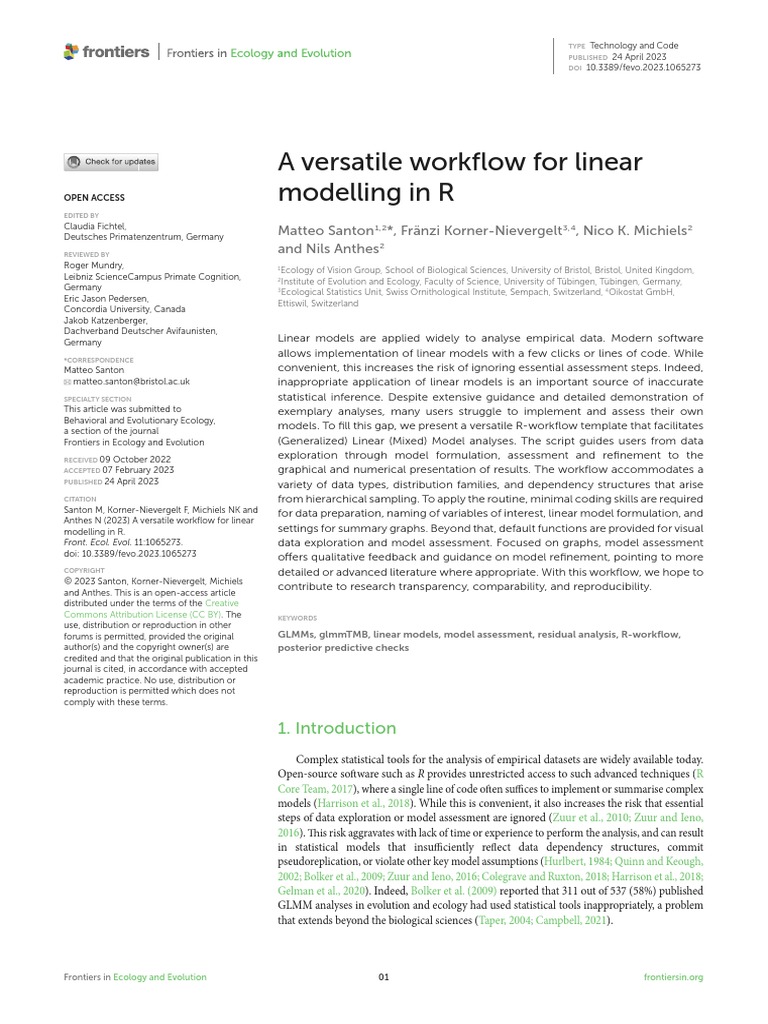A Versatile Workflow For Linear Modelling in R | PDF | Linear ...