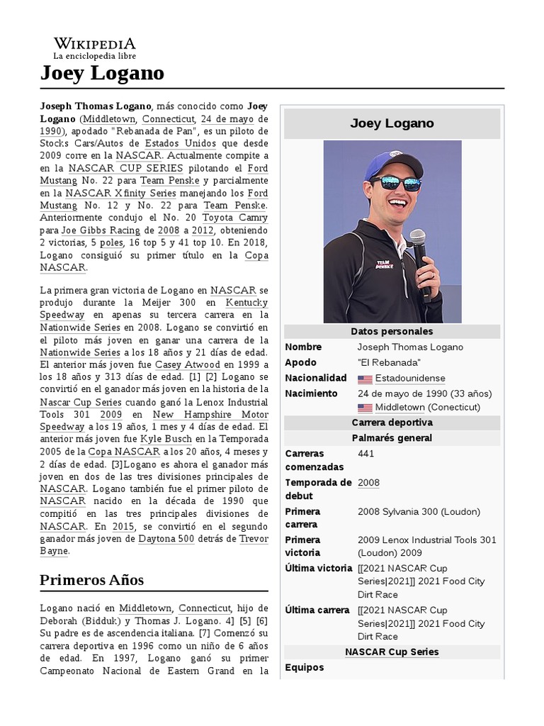 Joey Logano | Descargar gratis PDF | Carrera de autos | Nascar