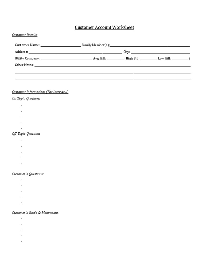 Account+Worksheet+Template 2-Sided | PDF