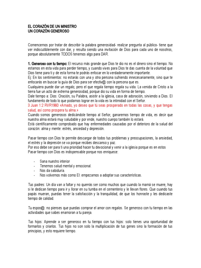 Un Corazón Generoso | PDF | Religión y espiritualidad