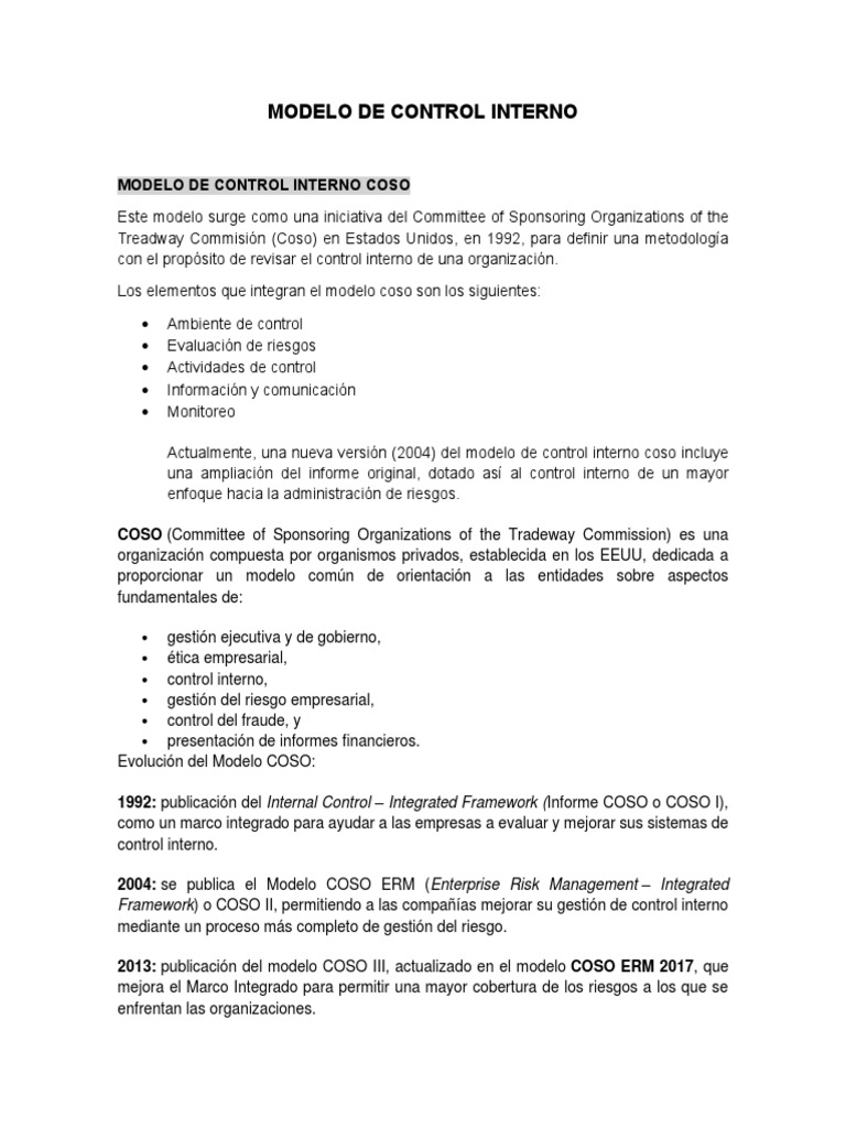 Modelo de Control Interno | PDF