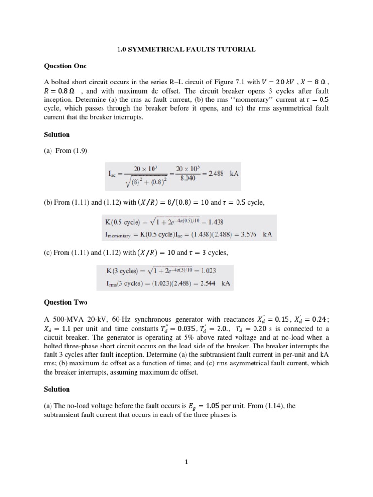 Symmetrical Faults Tutorial | PDF