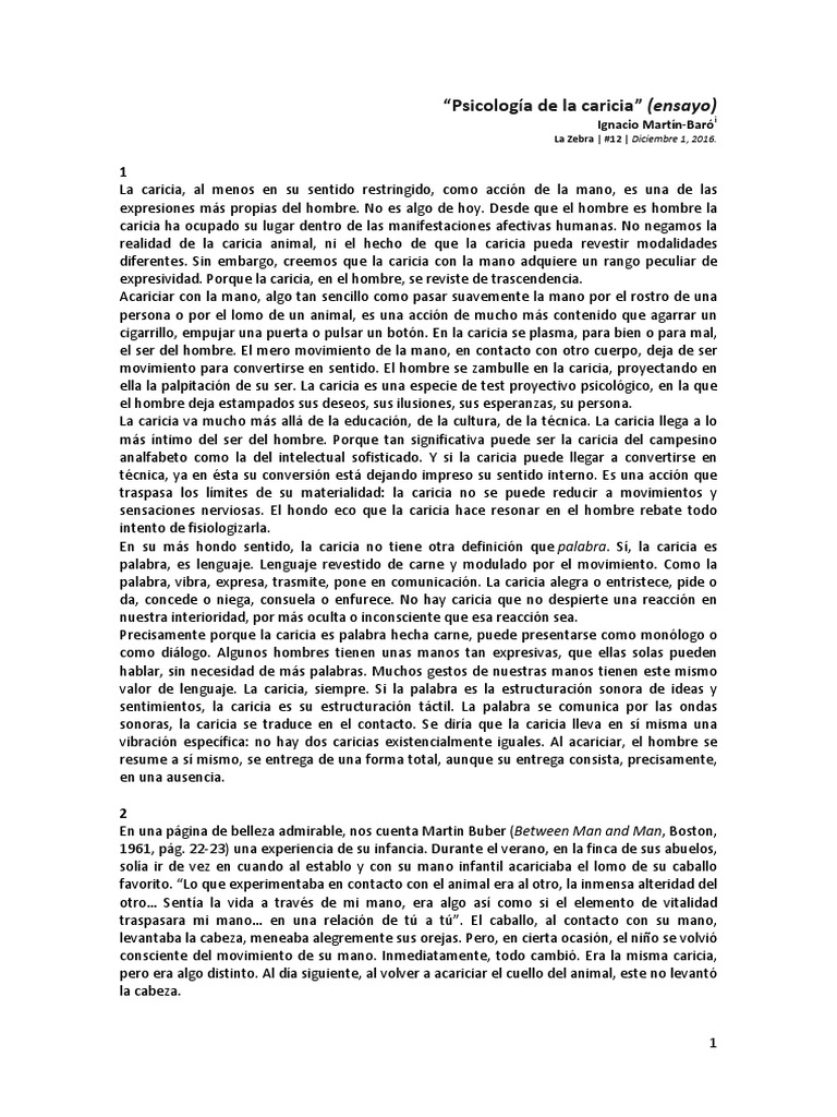 Martín-Baró, I. - Psicología de La Caricia | PDF
