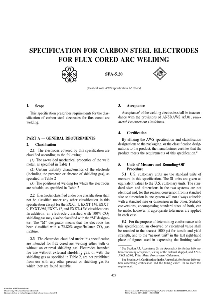 Asme Ii Sfa 5. 20 | PDF | Welding | Construction