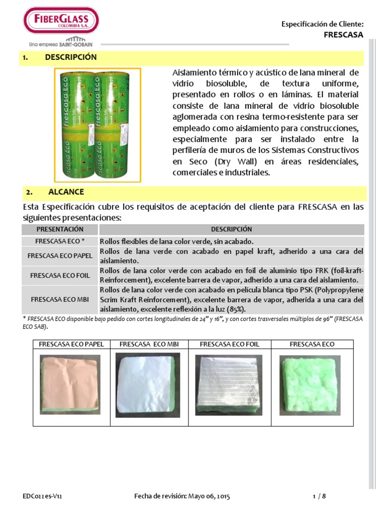 Especificación Técnica de FRESCASA | PDF | Mecánica de Medios Continuos ...