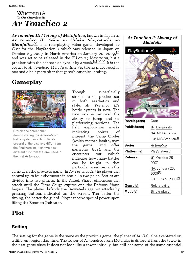 Ar Tonelico 2 - Wikipedia | PDF