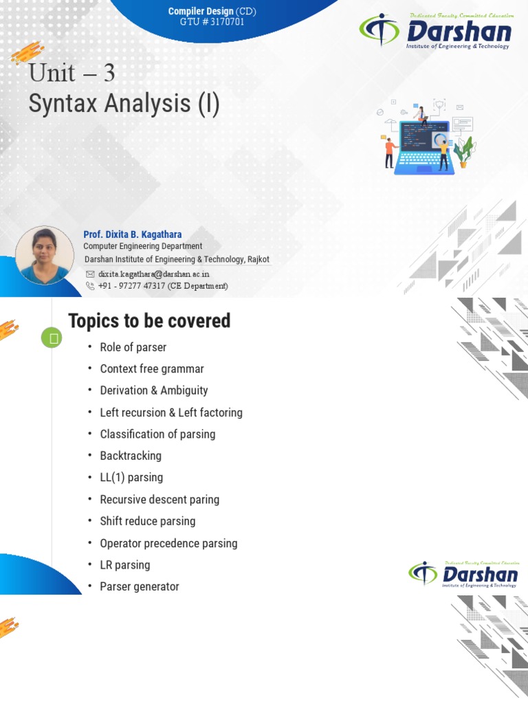 CD GTU Study Material Presentations Unit-3 14092021055455PM | PDF | Parsing | Linguistics