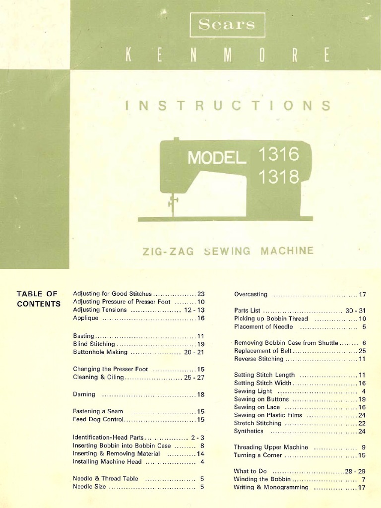 Kenmore Manual 158.1318 | PDF