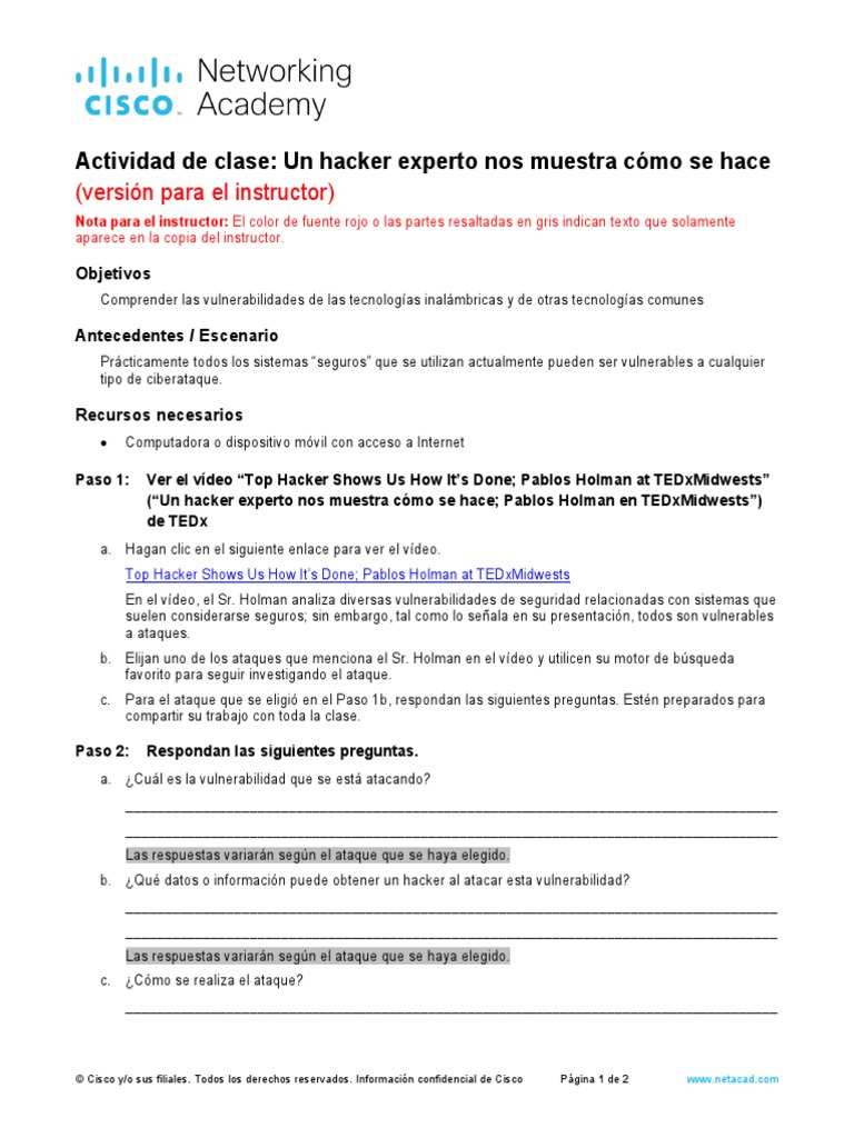 1.0.1.2 Class Activity - Top Hacker Shows Us How It is Done - ILM | PDF