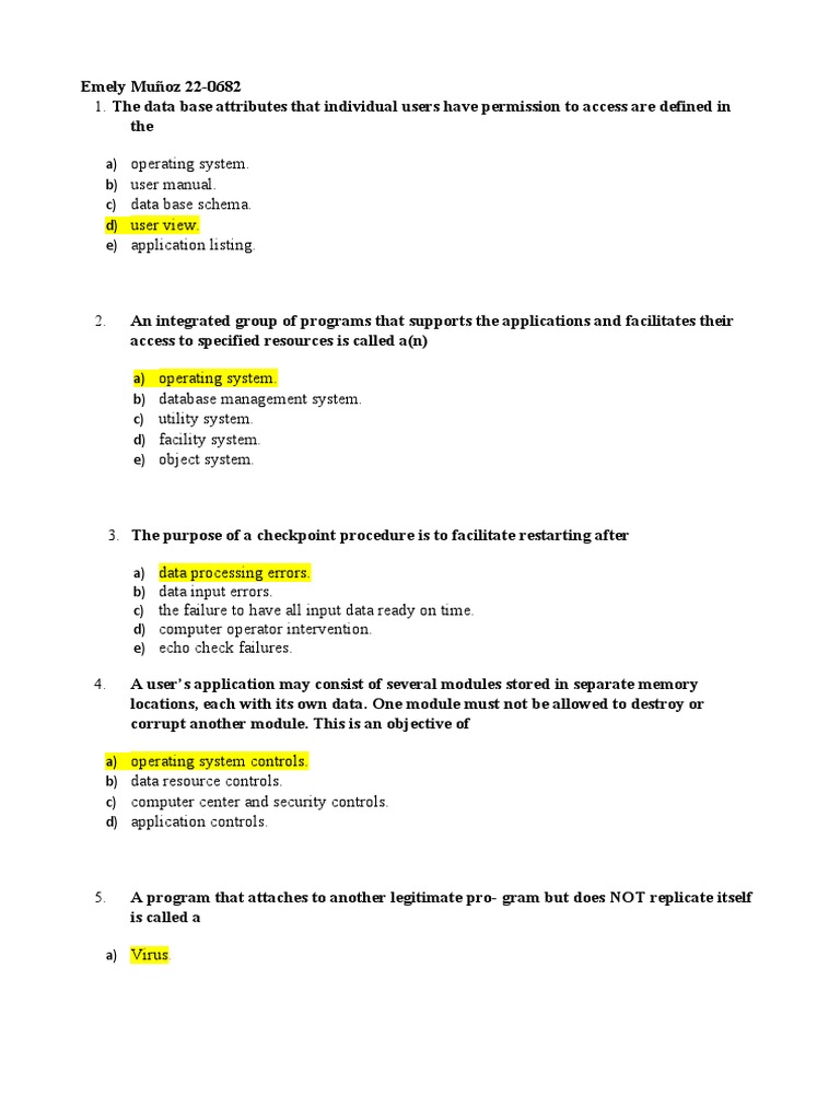 Chapter 16 - Computer Controls and Auditing - Multiple-Choise Questions | PDF