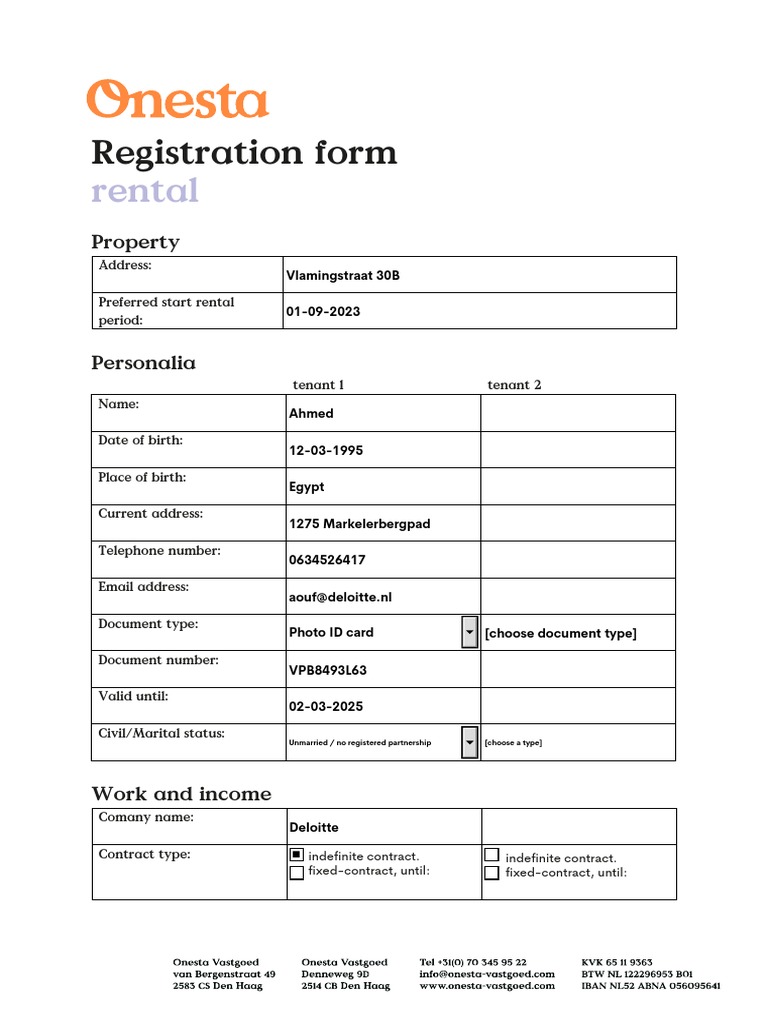 Rental Registration Form Details | PDF | Identity Document | Self ...