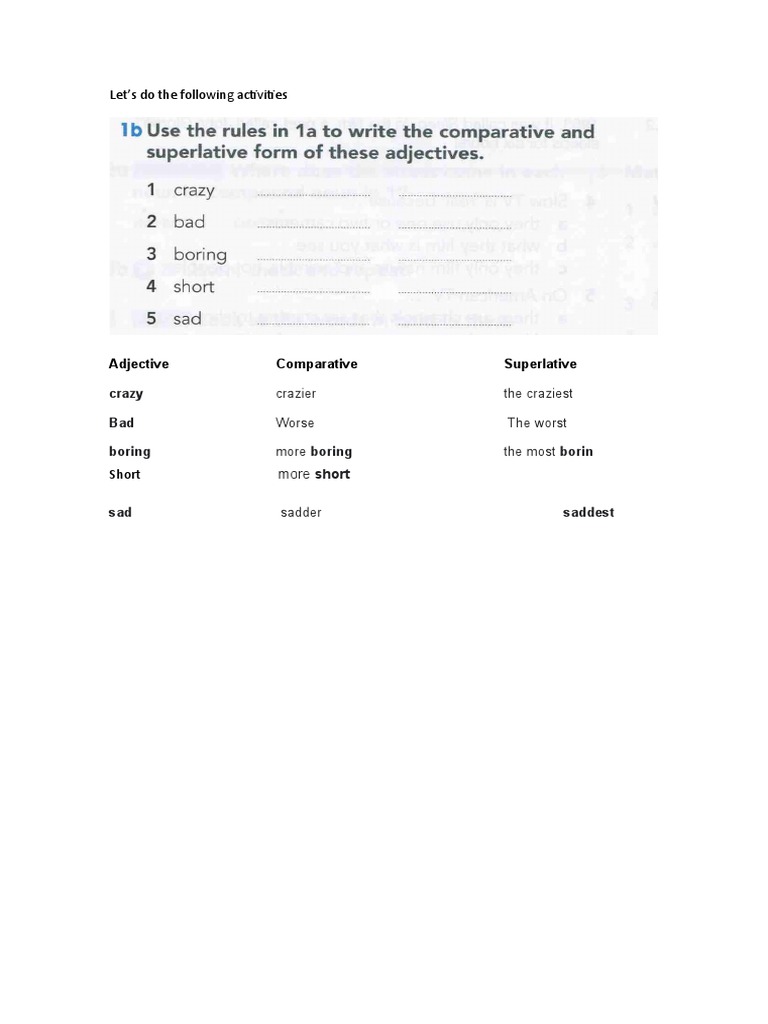 Comparatives and Superlatives Practice | PDF