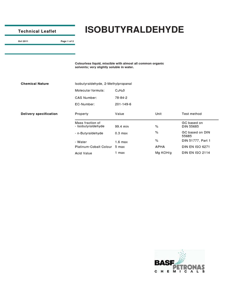 Iso Butyraldehyde | PDF