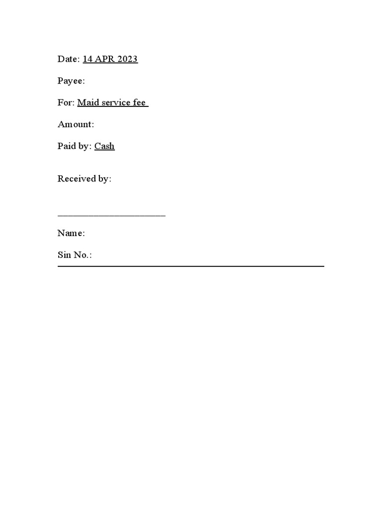 Helper Payroll Receipt Cash | PDF