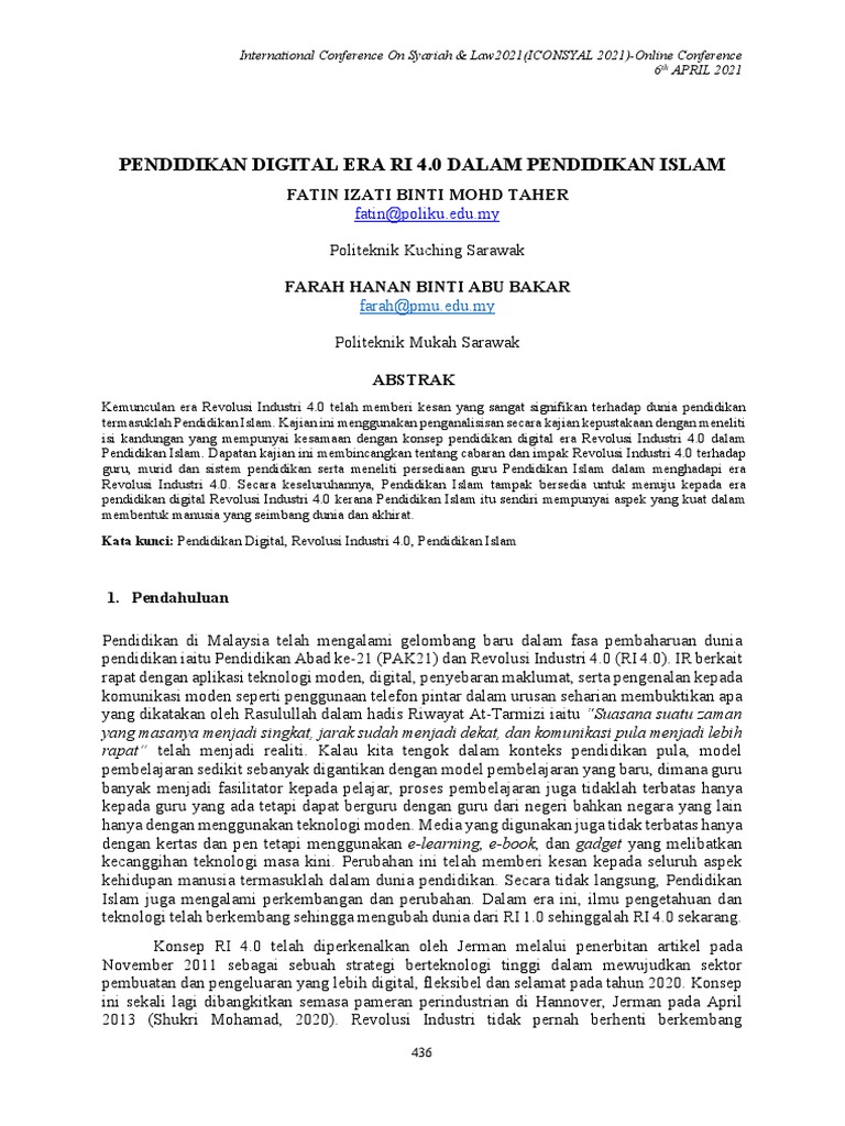 Pendidikan Islam di Era RI 4.0 | PDF