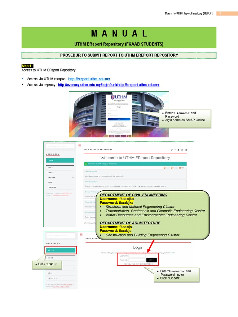 UTHM EReport Submission Guide | PDF