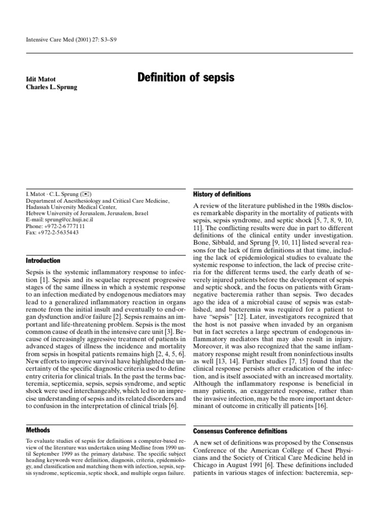 Definition of Sepsis Matot 2001 | PDF | Sepsis | Public Health