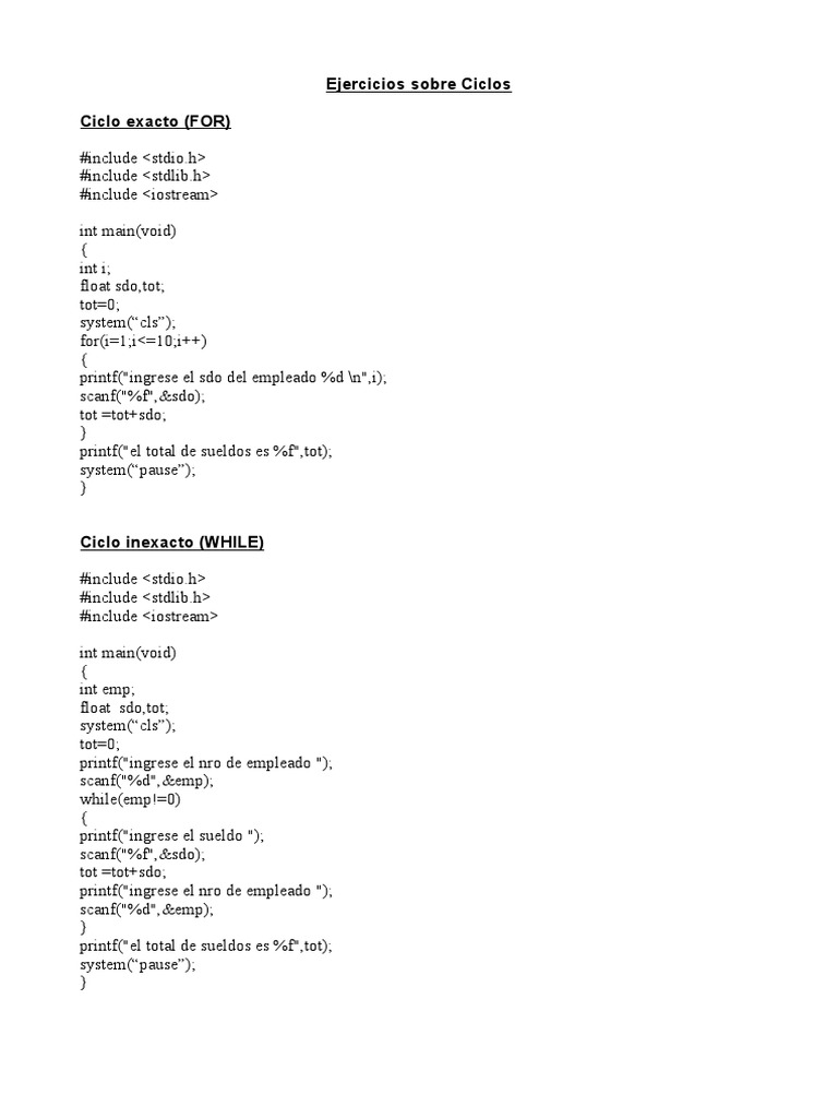 Ejercicio en C Sobre Ciclos, Contadores y Acumuladores | PDF