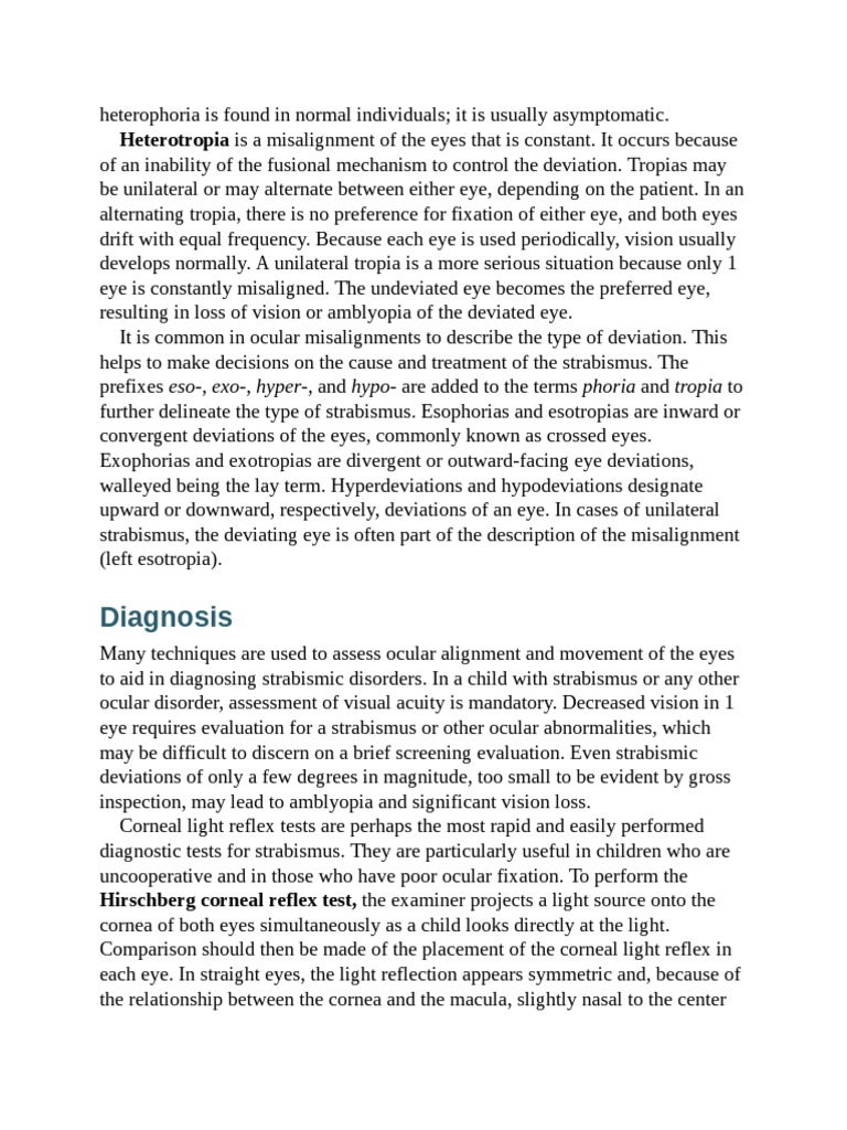 Strabismus in Pediatrics: Diagnosis & Treatment | PDF | Medical ...