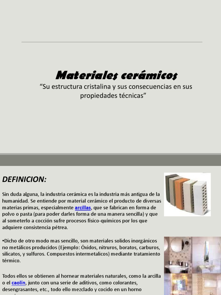 Estructura y Propiedades de Materiales Cerámicos | PDF | Enlace ...