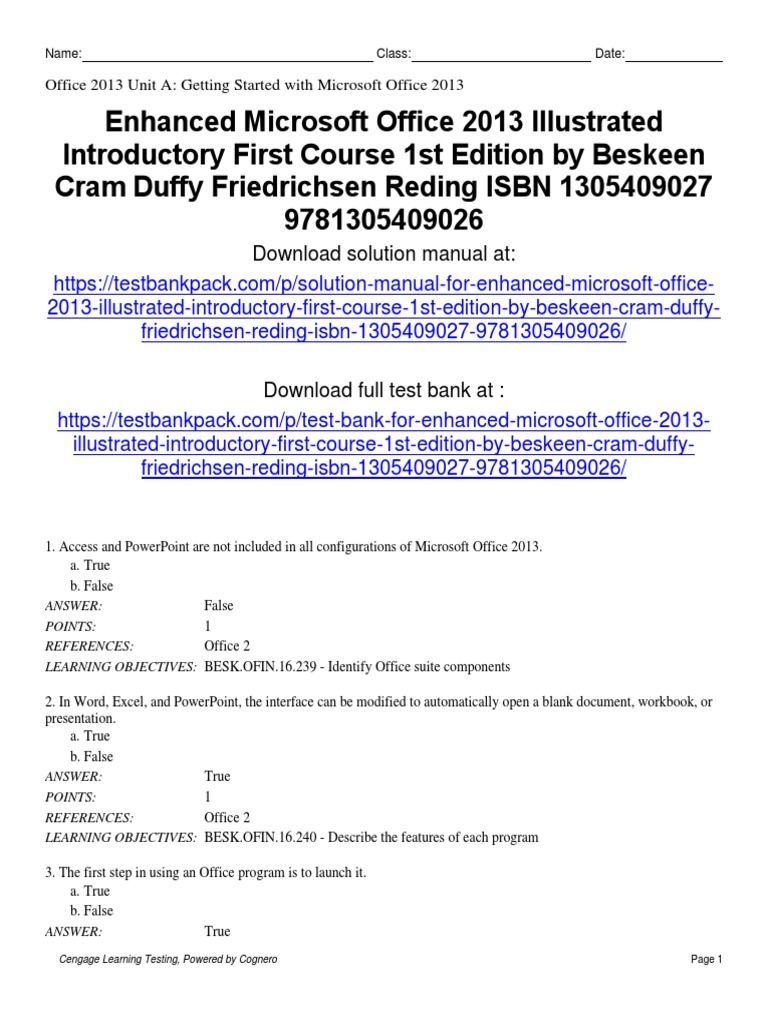 Enhanced Microsoft Office 2013 Illustrated Introductory First Course ...