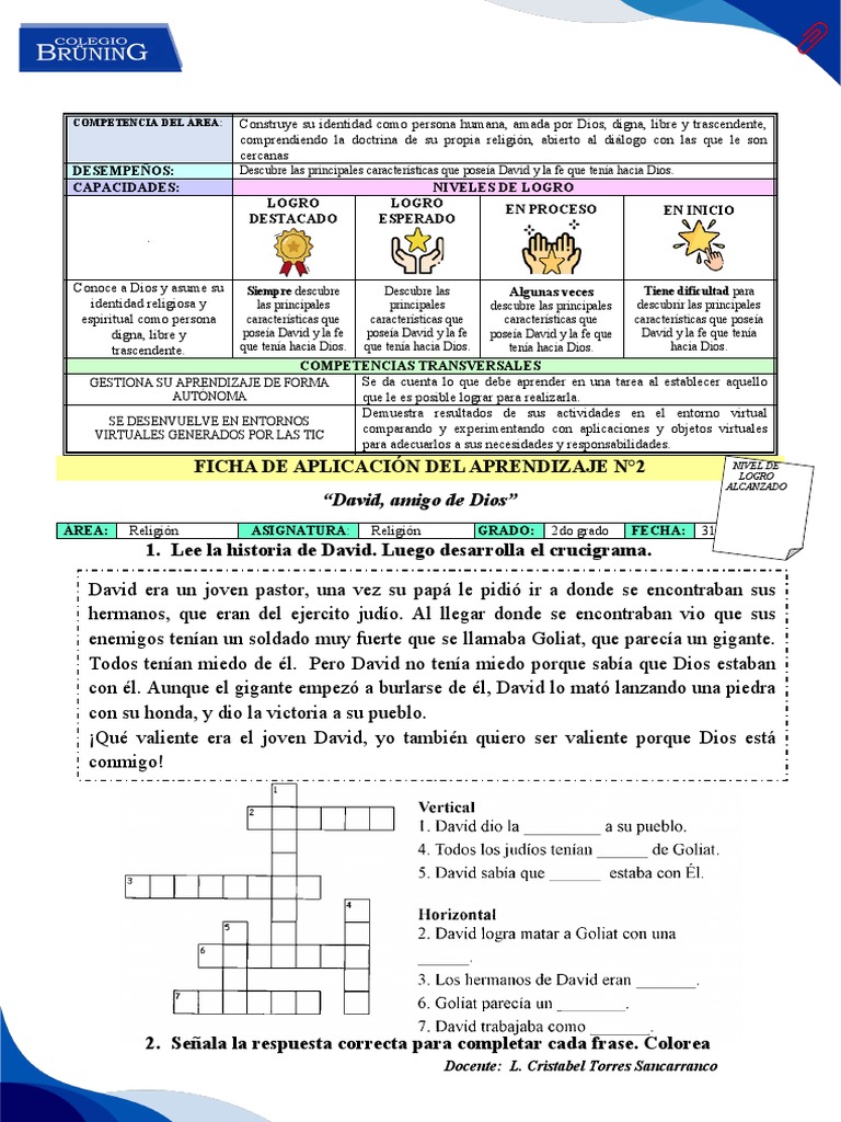 Ficha de Trabajo - Religión-S1 | PDF