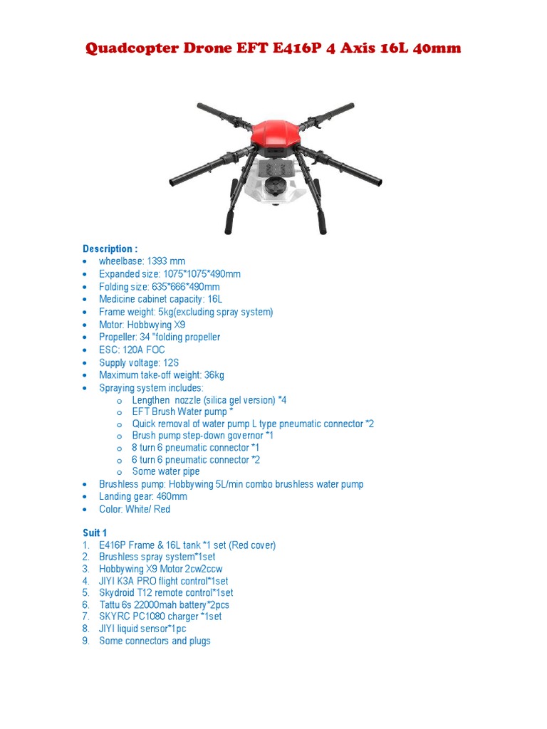 Quadcopter Drone EFT E416P 4 Axis 16L 40mm | PDF