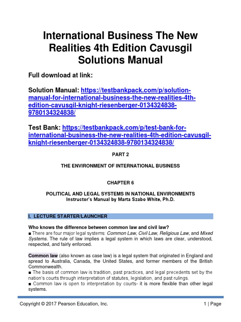 International Business The New Realities 4th Edition Cavusgil Solutions ...