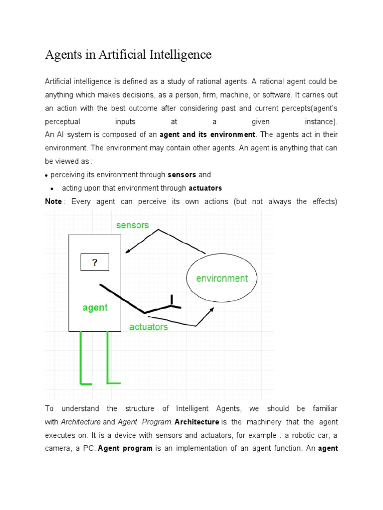 Agents in Artificial Intelligence | PDF