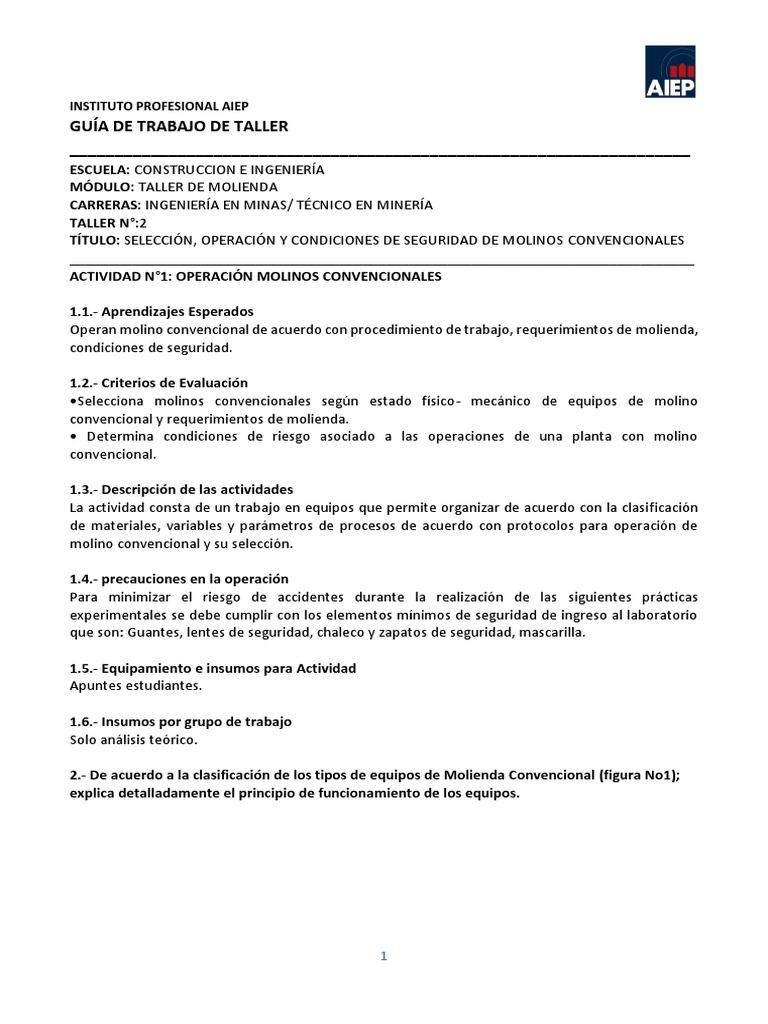 Seguridad y Operación de Molinos | PDF | Informática | Tecnología