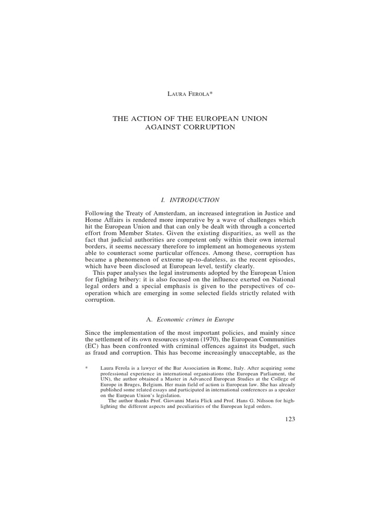 EU's Anti-Corruption Measures | PDF